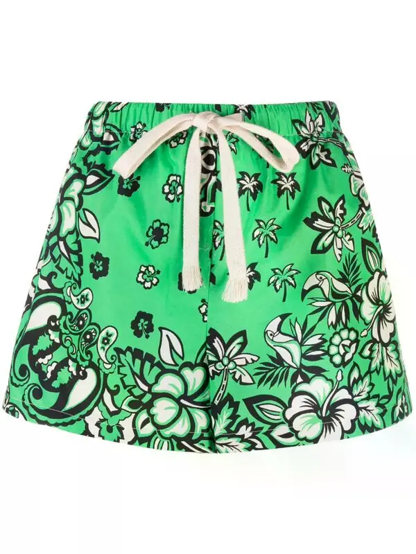 Red Valentino Floral-print Drawstring Shorts