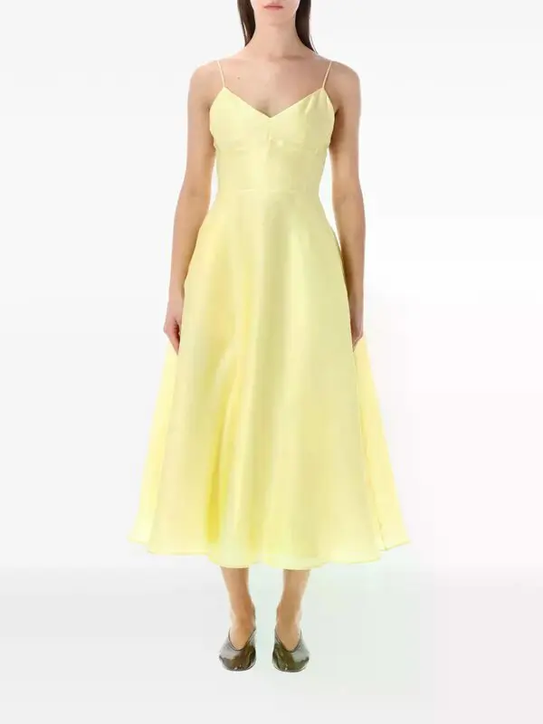 Alberta Ferretti Silk Organza Midi Dress - Yellow