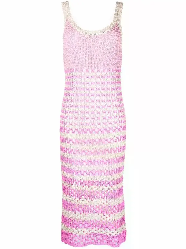 Red Valentino Striped Crochet Knit Dress