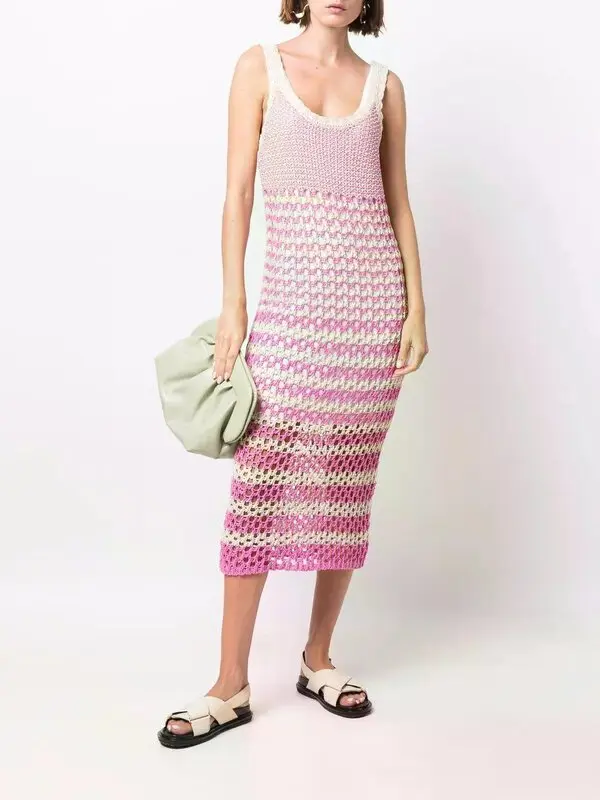 Red Valentino Striped Crochet Knit Dress