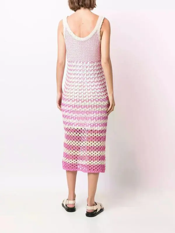 Red Valentino Striped Crochet Knit Dress