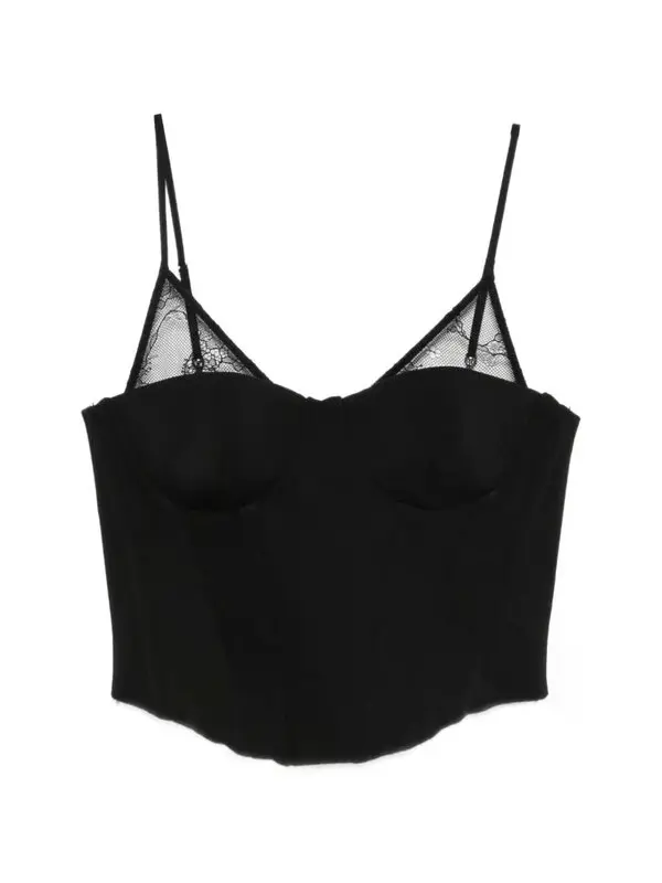 Patrizia Pepe Lace-detail Corset - Black