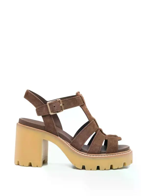 Prada T-strap Buckle Leather Platform Pumps