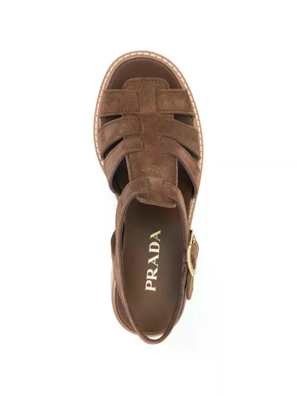 Prada T-strap Buckle Leather Platform Pumps