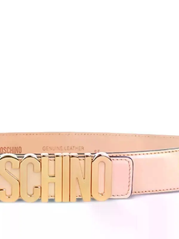 Moschino Logo Detailed Belt - Neutrals