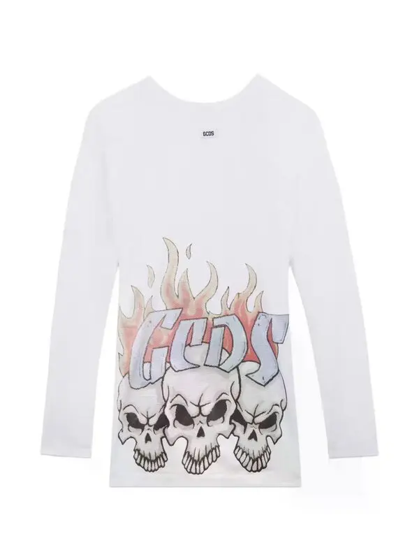 Gcds Long-sleeve Graphic-print Mini Dress
