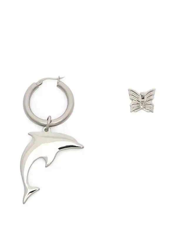 Blumarine Dolphin Pendant Butterfly Motif Mismatched Earrings