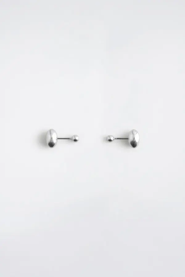 Cos Pebble Stud Earrings - Silver-colored