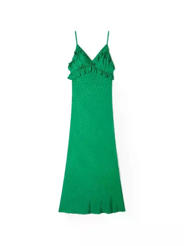Sandro Jacquard Dress With Ruffle Trim