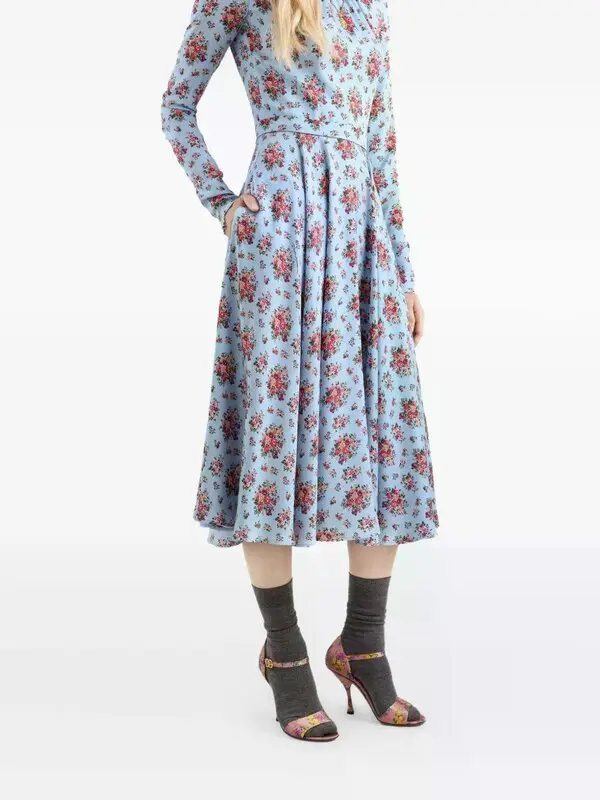 Dolce & Gabbana Floral-print Midi Dress - Blue