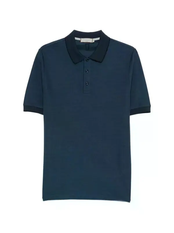 Canali Ribbed Trim Polo Shirt