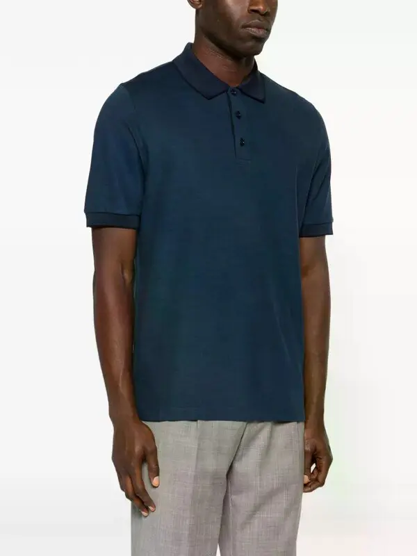 Canali Ribbed Trim Polo Shirt