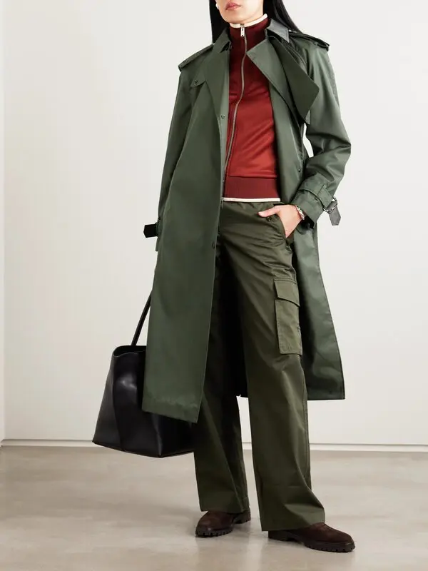 Burberry Belted Hooded Shell Trench Coat - Green