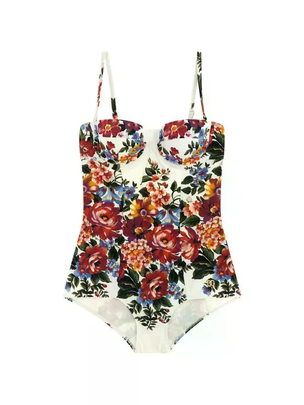 Dolce & Gabbana Flower-print Swimsuit - White
