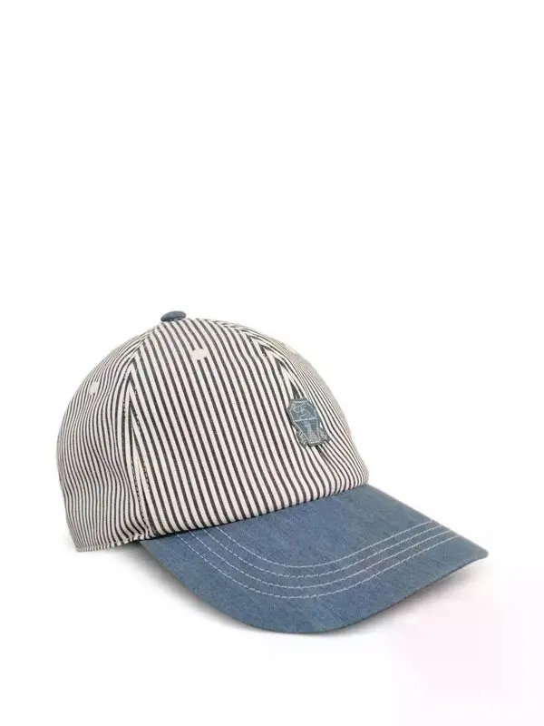 Brunello Cucinelli Striped Patch Baseball Cap - White