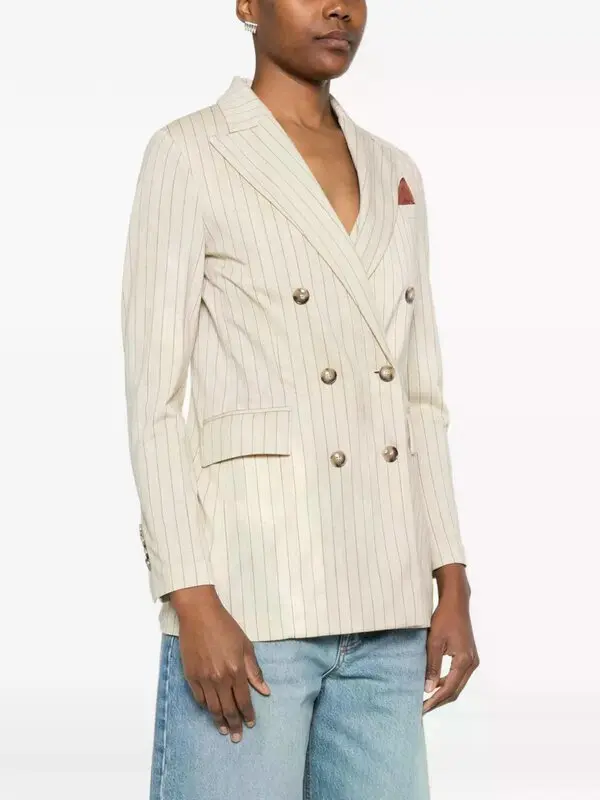 CIRCOLO 1901 Striped Double-breasted Blazer - Neutrals
