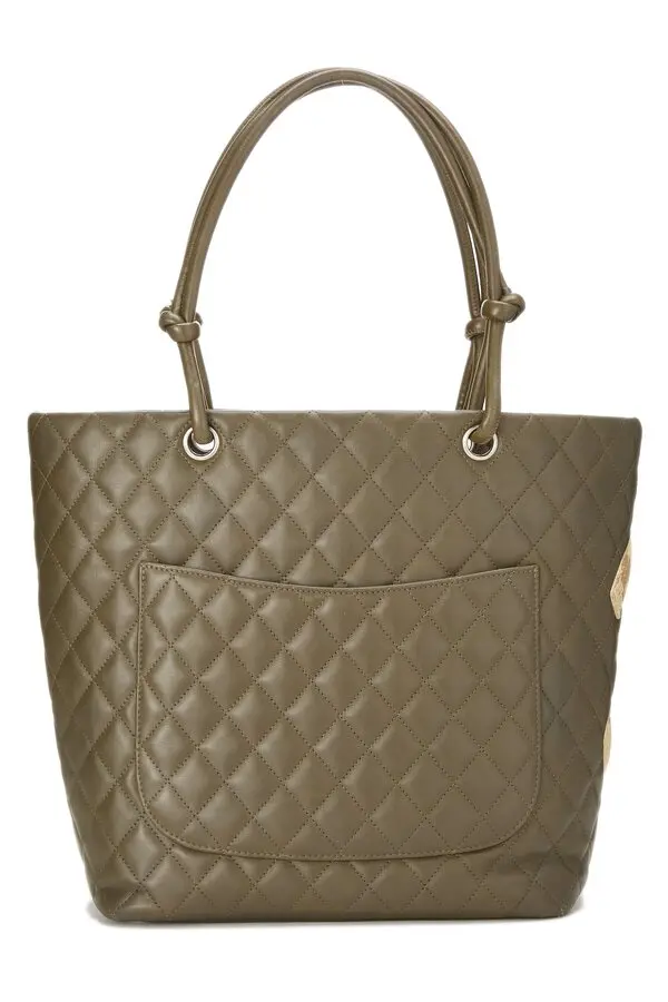 Chanel Olive Quilted Calfskin & Python Cambon Tote