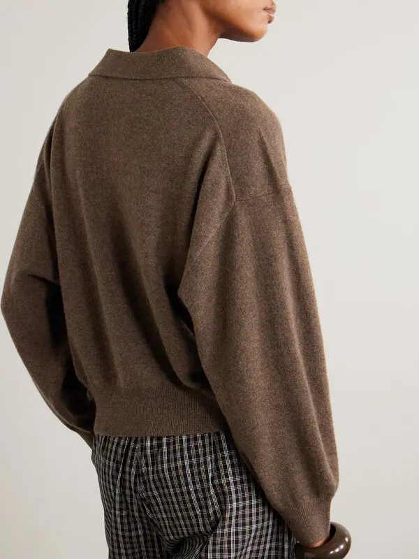 LISA YANG Katriel Cashmere Polo Sweater - Brown