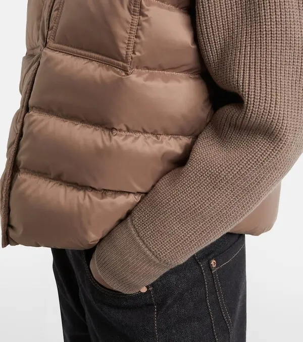 Brunello Cucinelli Wool, Cashmere, And Silk Down Jacket - Beige