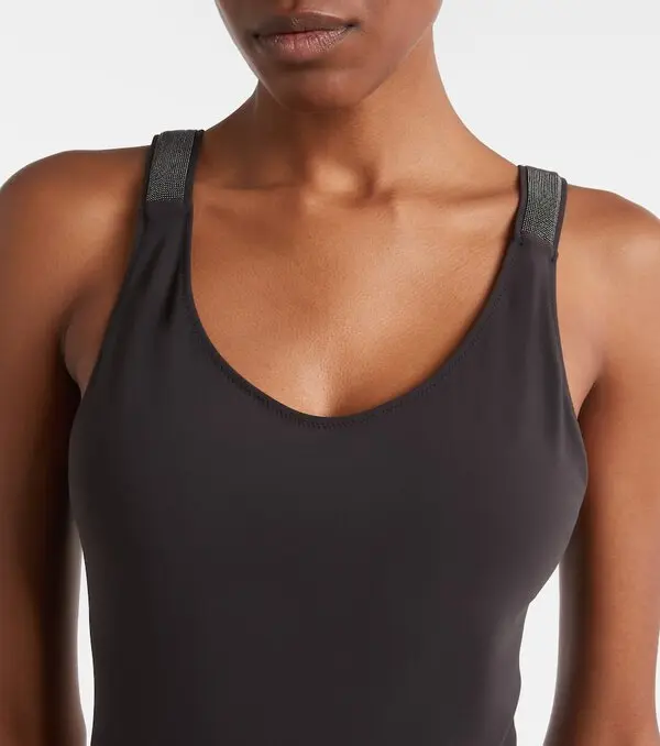 Brunello Cucinelli Embellished One Piece Swimsuit - Brown