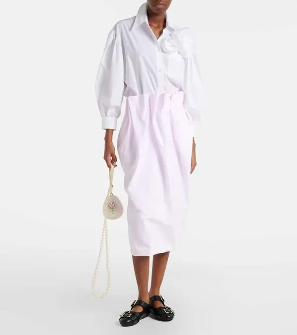 Simone Rocha Pleated Cotton Pencil Skirt