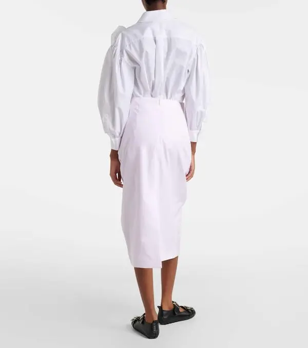 Simone Rocha Pleated Cotton Pencil Skirt
