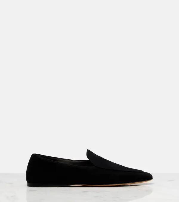 THE ROW Awar Suede Loafers - Black