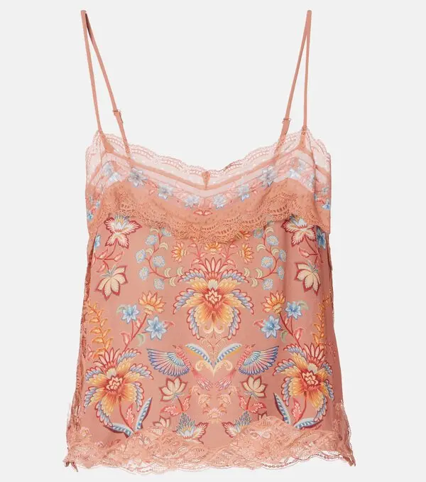 Farm Rio Lace-trimmed Floral Camisole