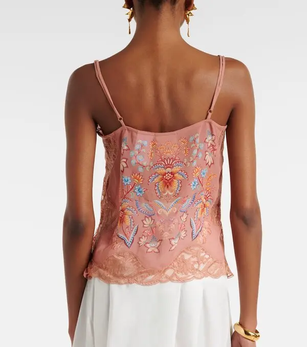 Farm Rio Lace-trimmed Floral Camisole