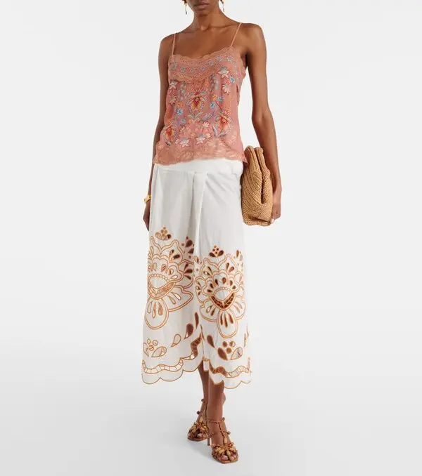 Farm Rio Lace-trimmed Floral Camisole