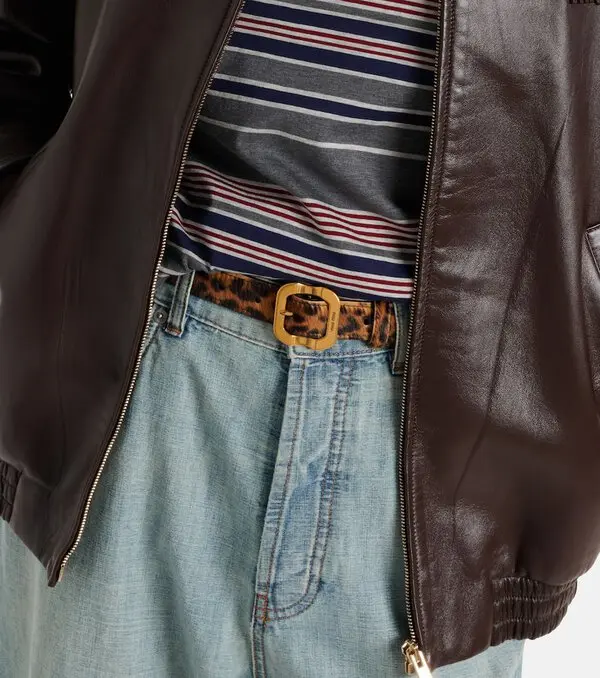 Miu Miu Leopard-print Calf Hair Belt