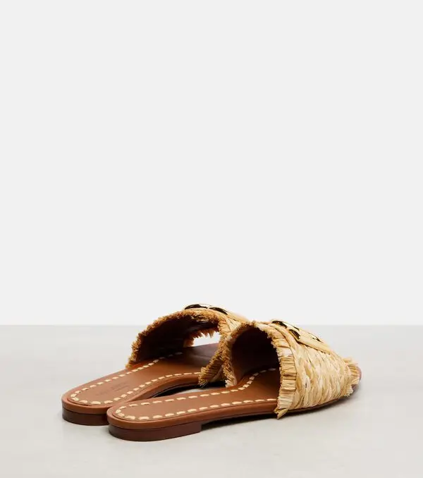 Dolce & Gabbana Raffia-effect Slides - Beige