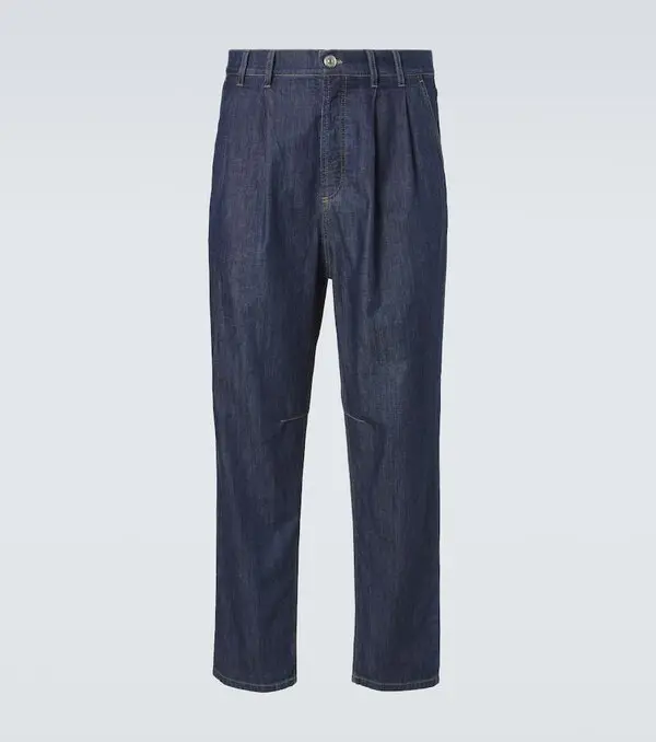 Brunello Cucinelli Pleated Tapered Jeans - Blue