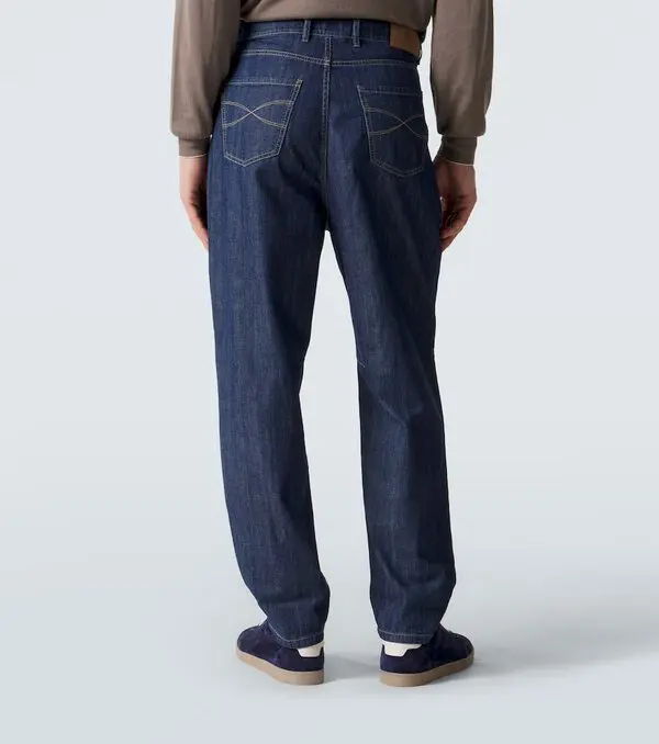 Brunello Cucinelli Pleated Tapered Jeans - Blue