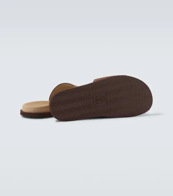 Brunello Cucinelli Suede Open Toe Slides