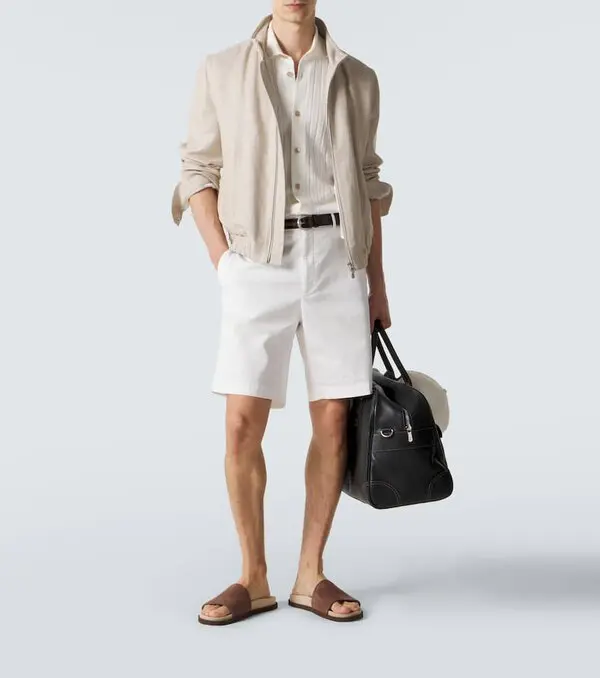 Brunello Cucinelli Suede Open Toe Slides