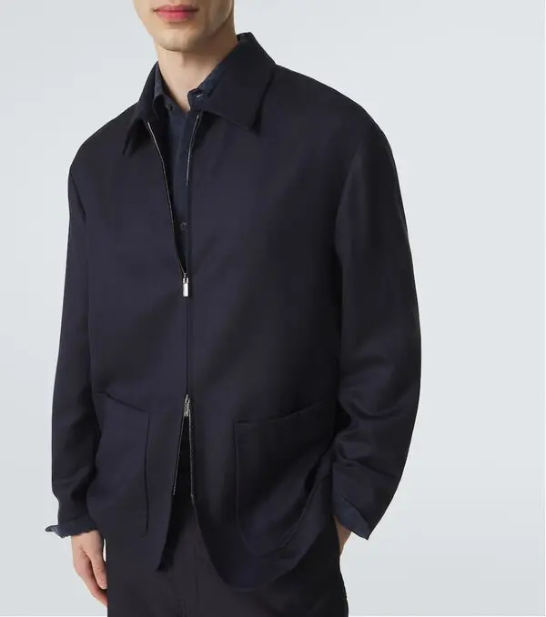 Giorgio Armani Chevron Wool And Cashmere-blend Jacket