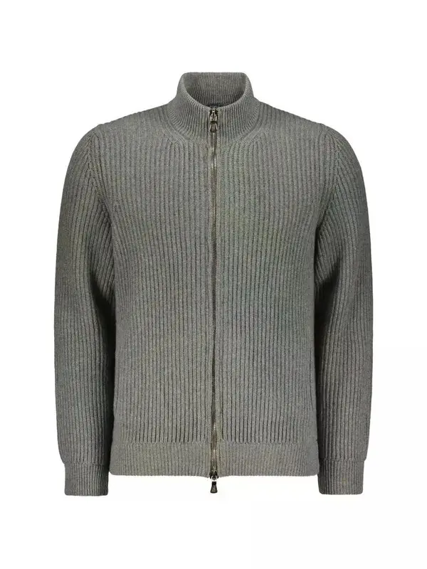 Fedeli Cashmere Zip Cardigan - Grey
