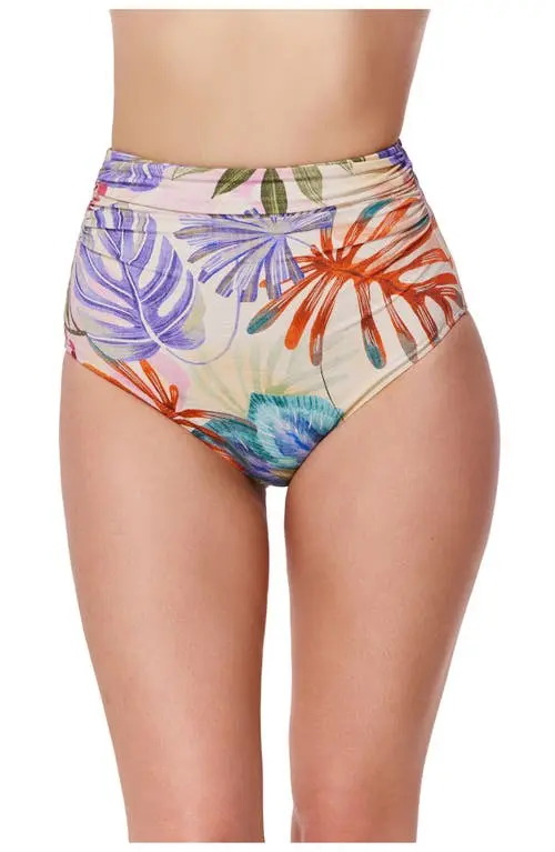 GOTTEX Cherry Blossom Shirred High Waist Bikini Bottom - Blossom-multi