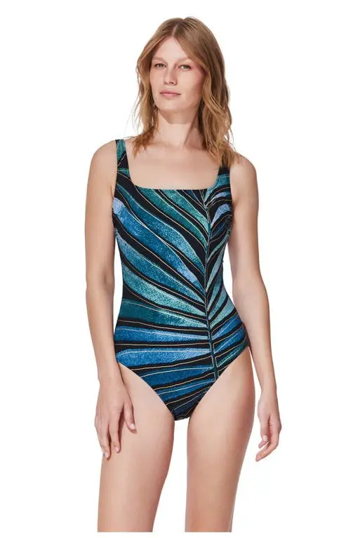 GOTTEX Willow Square Neck One Piece - Black-blue