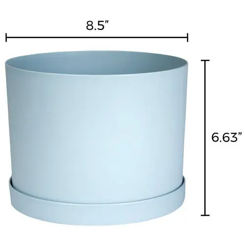 BLOEM Mathers Planter With Saucer Tray 8 Inch Misty