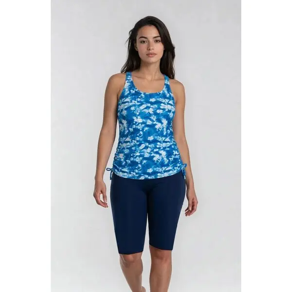 CALYPSA Tankini Swimsuit Set - Blue Tie Dye