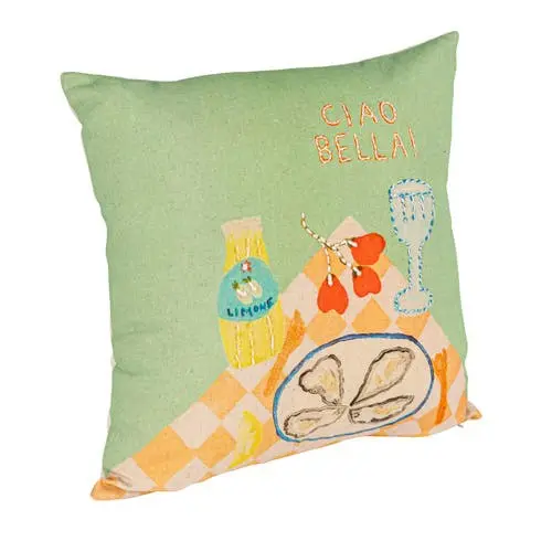 STORIED HOME Ciao Bella Tablescape Pillow - Blue