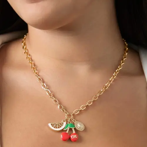 Juicy Couture Cherry & Watermelon Charm Necklace