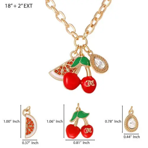 Juicy Couture Cherry & Watermelon Charm Necklace