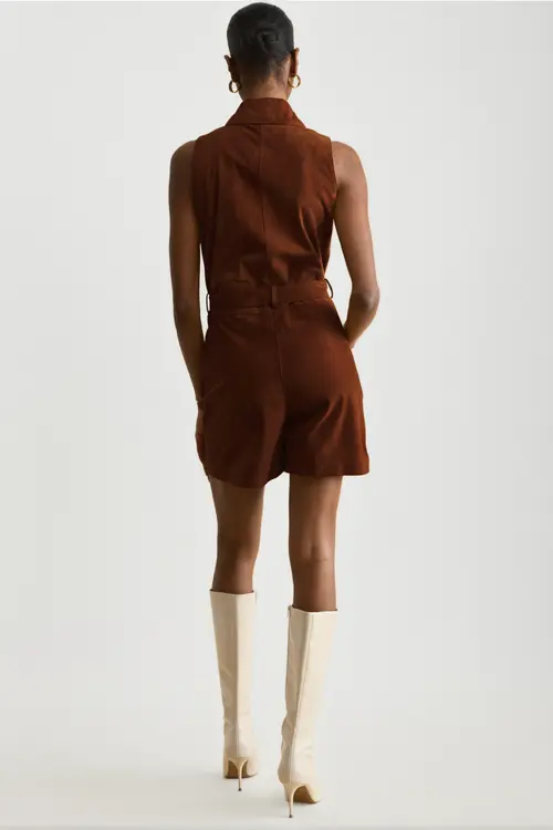 FURNIQ UK Alina Suede Romper - Chestnut
