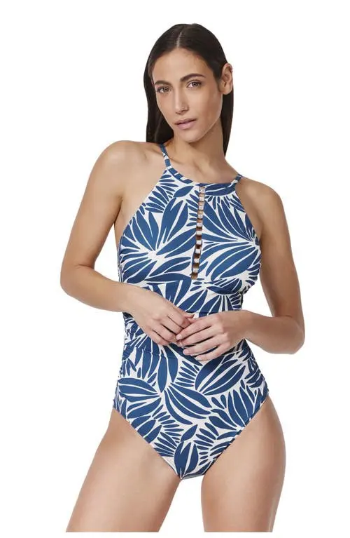 GOTTEX High Neck One Piece - Petrol-white