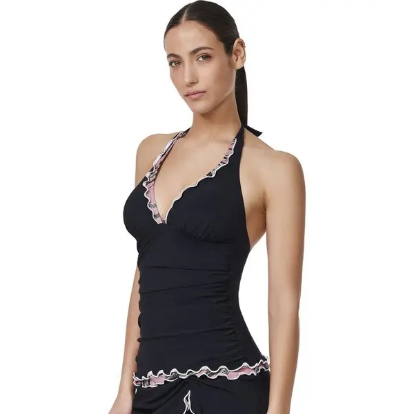 GOTTEX Palmita Halter Tankini Top - Black