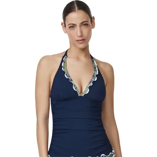 GOTTEX Palmita Halter Tankini Top - Navy