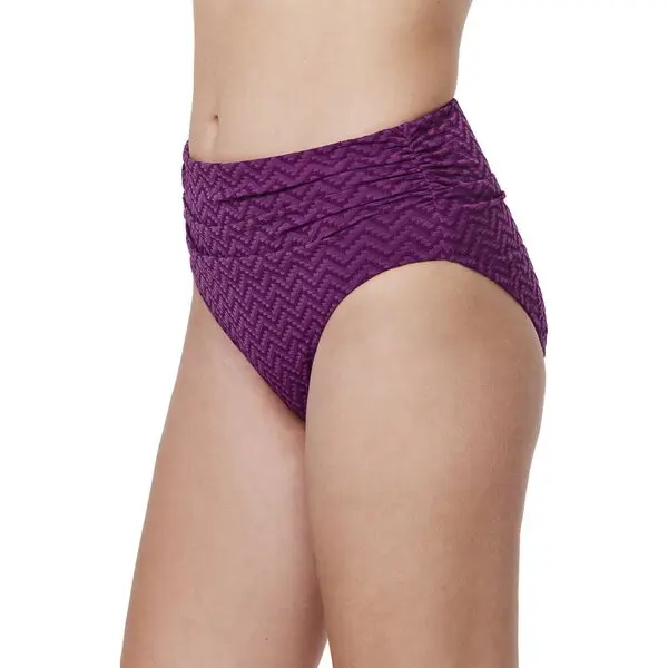 GOTTEX Medina Textured Shirred High Waist Swim Bottom - Wine